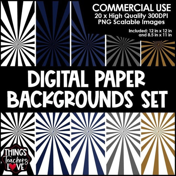 Set of 20 STARBURST Digital Papers House Colors Blue Navy - Etsy