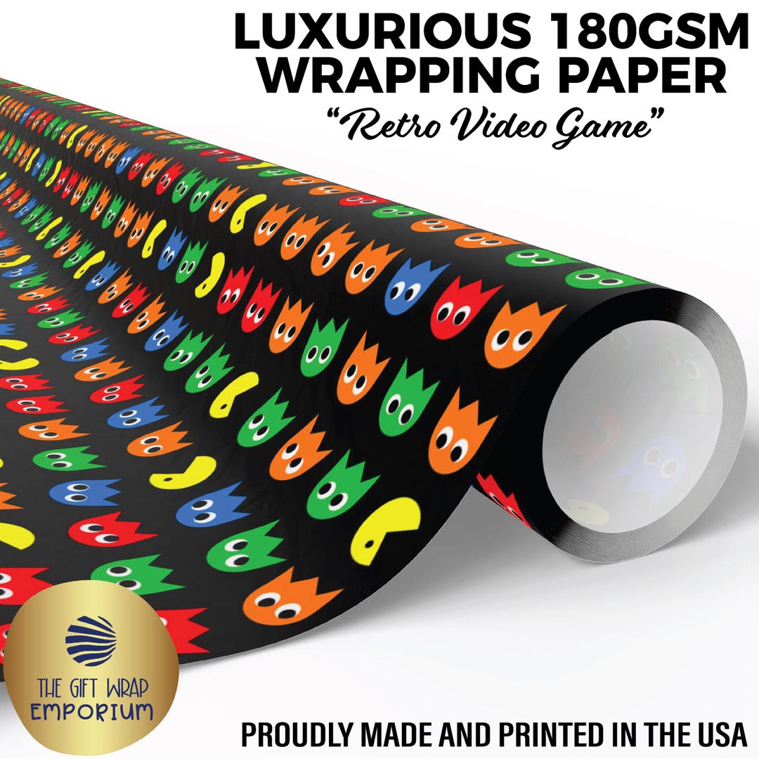 Retro Video Game Wrapping Paper, Gaming Gift Wrap, Gamer Wrapping Paper ...