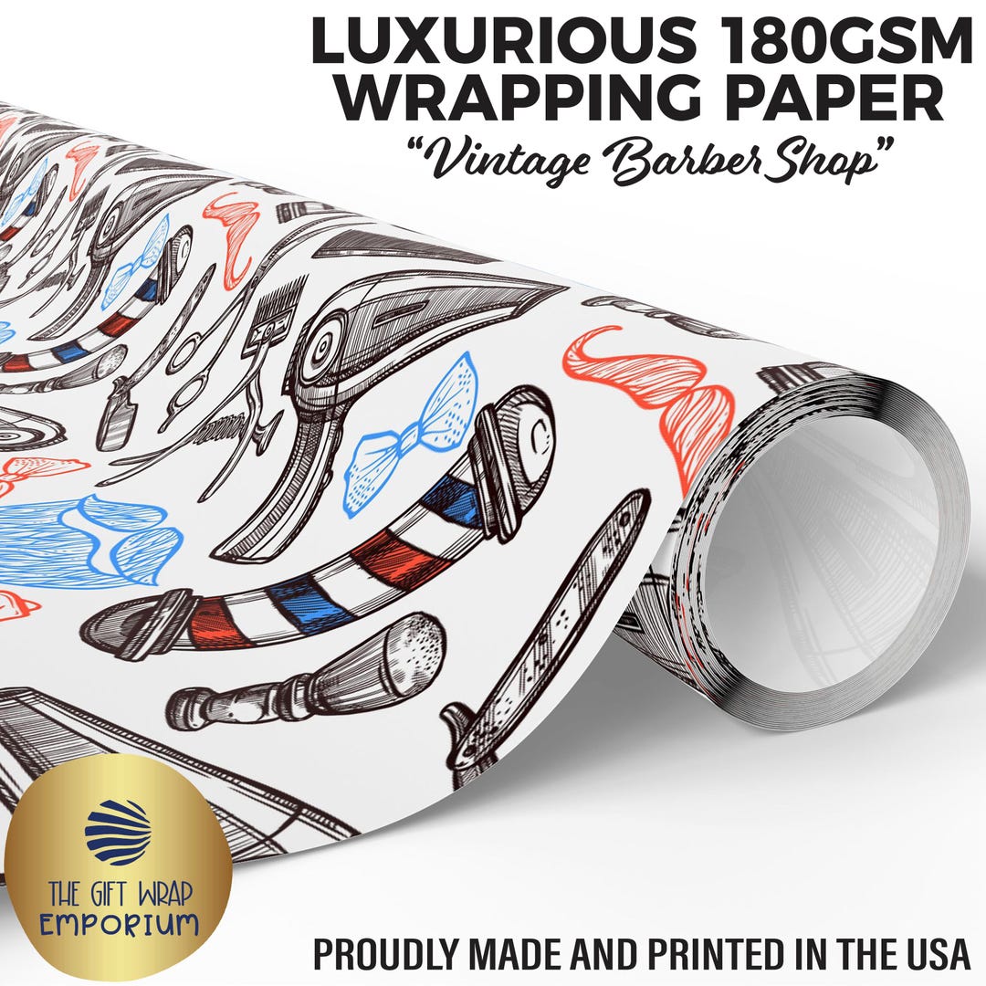 Vintage Barber Shop Wrapping Paper, Barber Gift, Hair Stylist Gift ...
