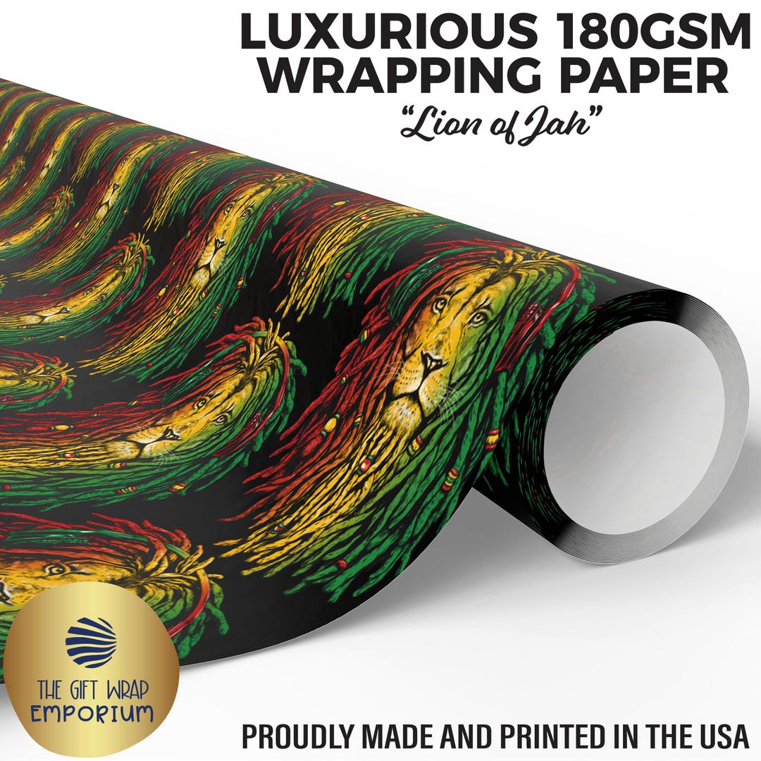 Lion of Jah Wrapping Paper, Rastafarian Gift Wrap, Jamaica Rastafarian ...