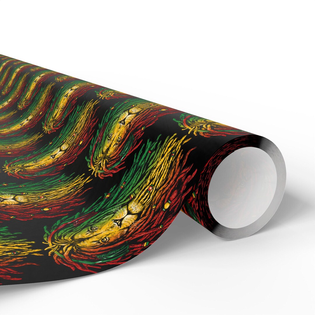 Rastafarian Lion Wrapping Paper, Rastafarian Gift Wrap, Jamaican Gift ...