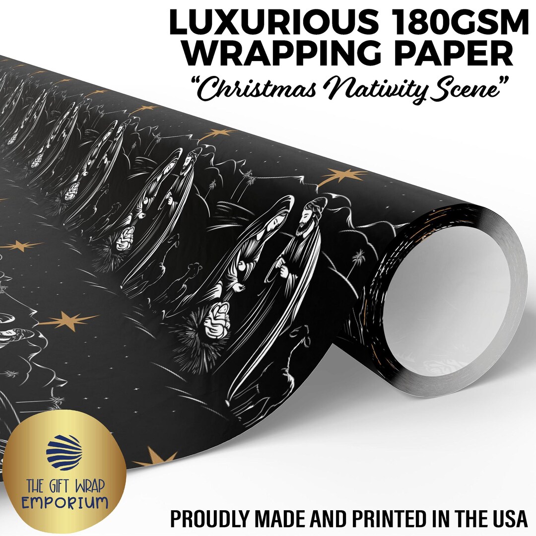 Christmas Nativity Scene Wrapping Paper, Joseph Mary and Baby Jesus ...