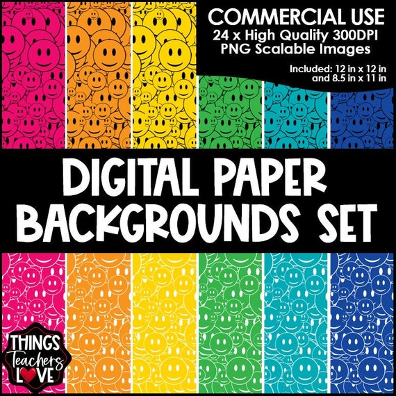 Set of 24 SMILEY FACES Digital Papers Magenta Orange - Etsy