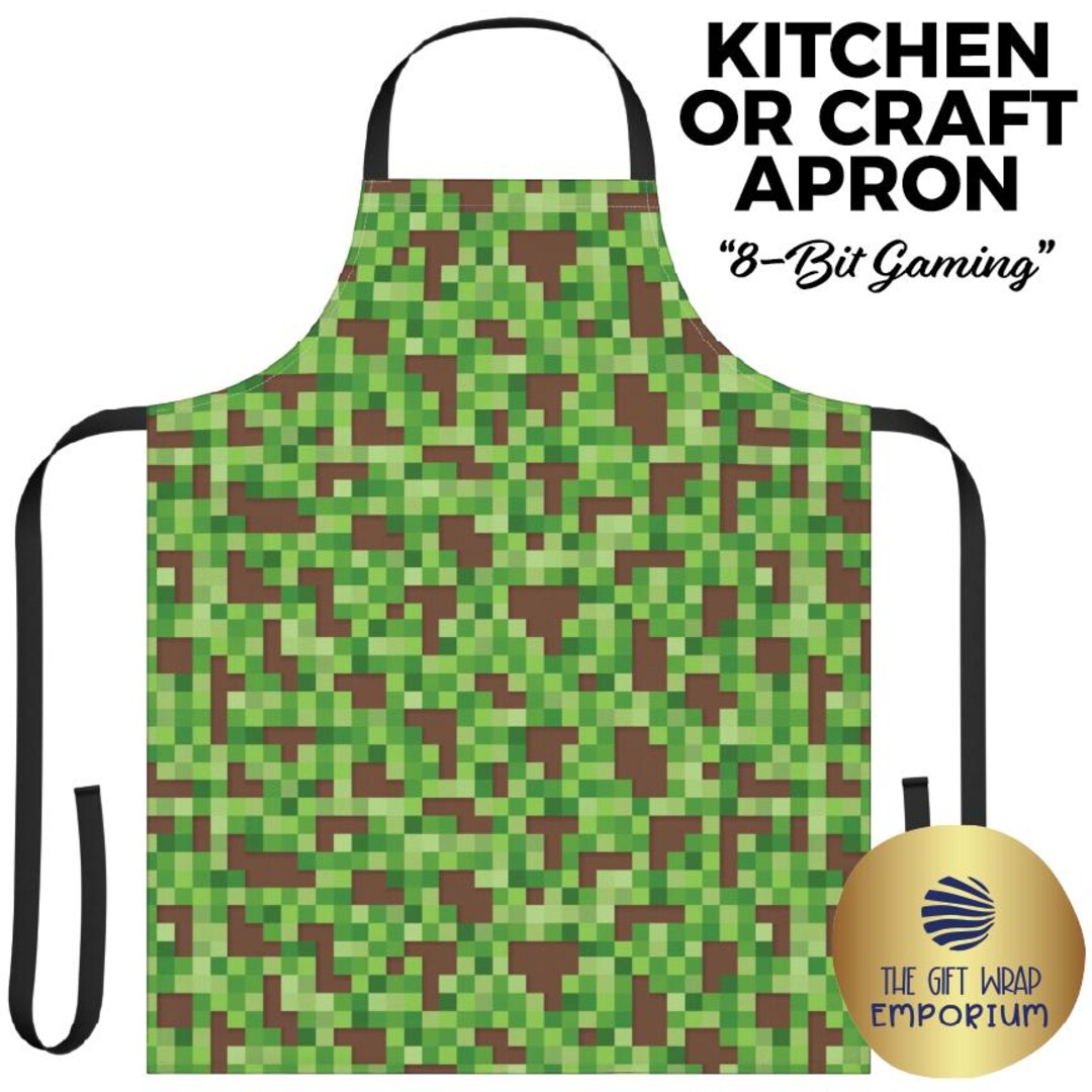 8-bit Gaming Apron, Green Pixel Art, Pixel Blocks, Gifts for Gamers ...