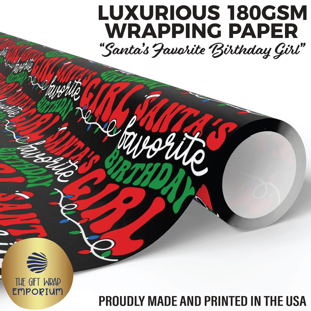 Christmas Birthday Wrapping Paper, December Birthday Wrapping, Merry ...