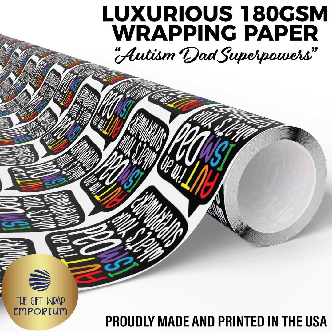 Autism Dad Superpowers Wrapping Paper, Autism Dad, What's Your ...