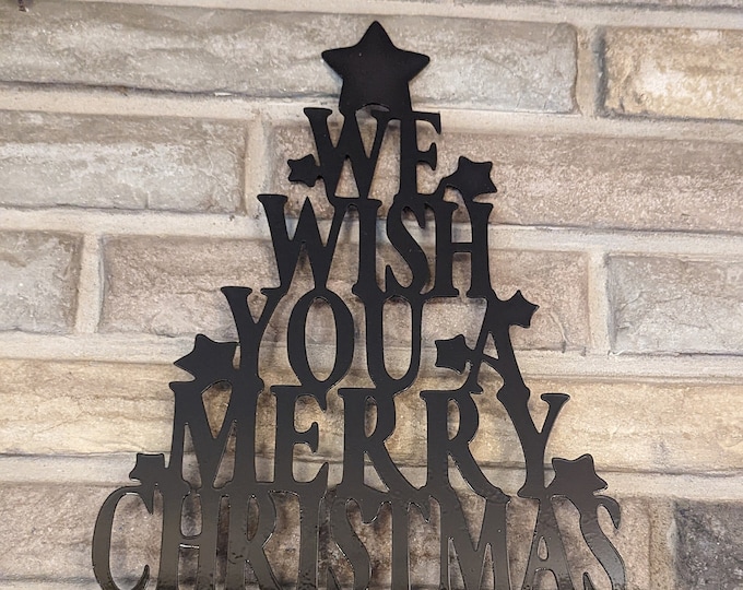 We Wish You A Merry Christmas Steel Tree Sign - Etsy