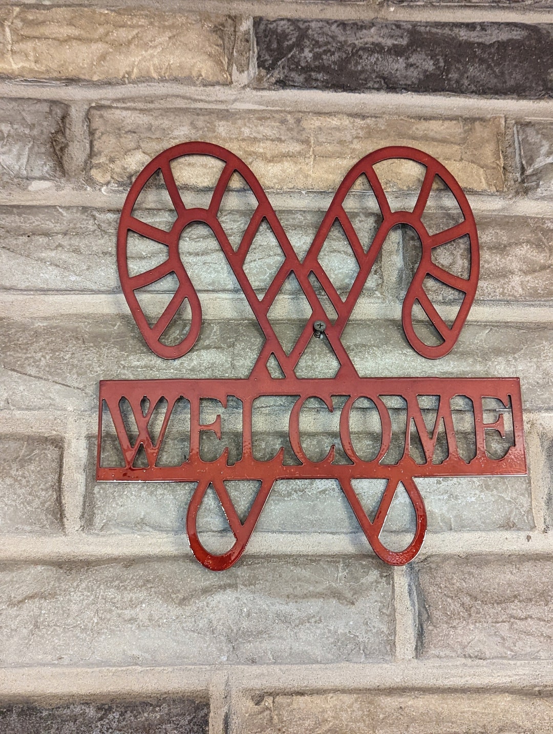 Candy Cane Welcome Sign, Steel Sign, Christmas Sign - Etsy
