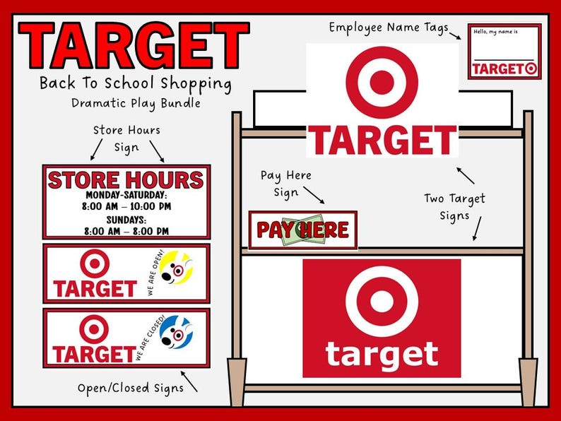 Target Back to School Shopping Dramatic Play Set - Printable Classroom ...