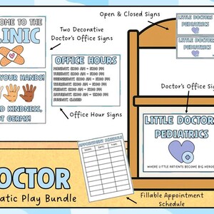 Doctor’s Office Dramatic Play Bundle: Charts, Signs & Printables (ages ...