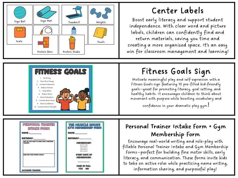 Preschool Gym Dramatic Play Bundle: Pretend PE Center Props - Etsy