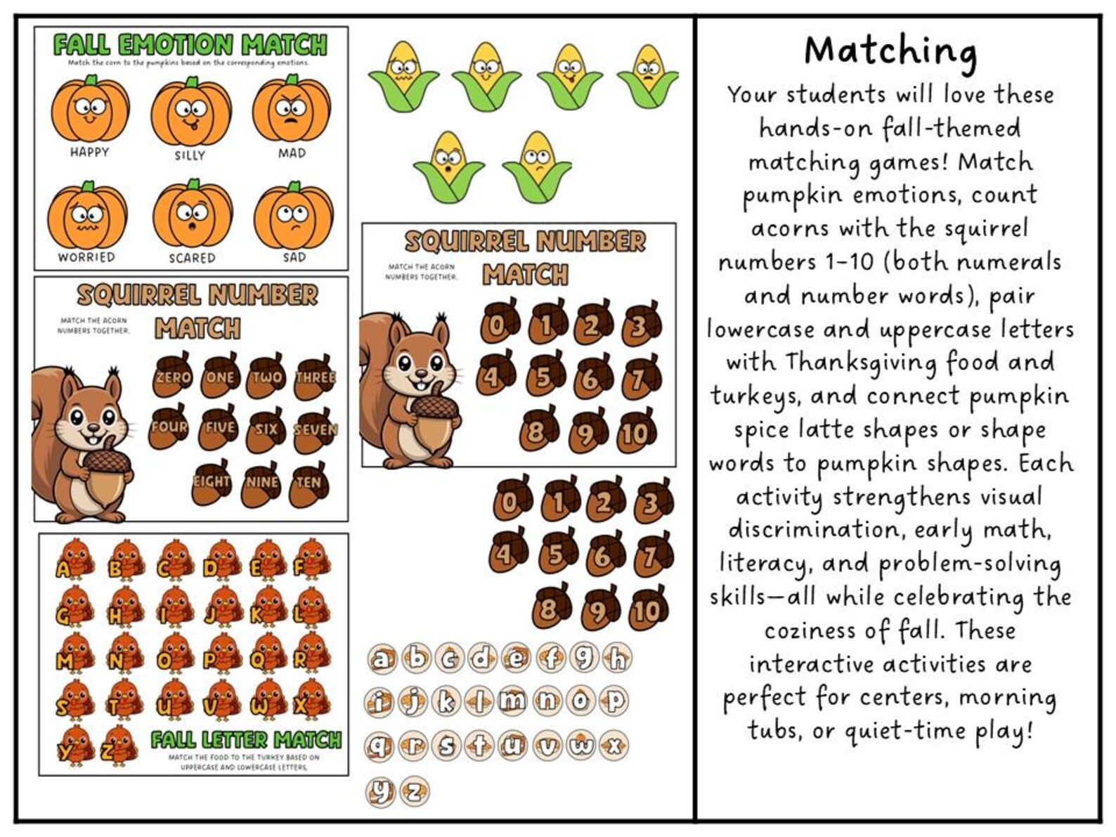 Fall Busy Book for Preschool/kindergarten | Tracing, Matching + Turkey ...