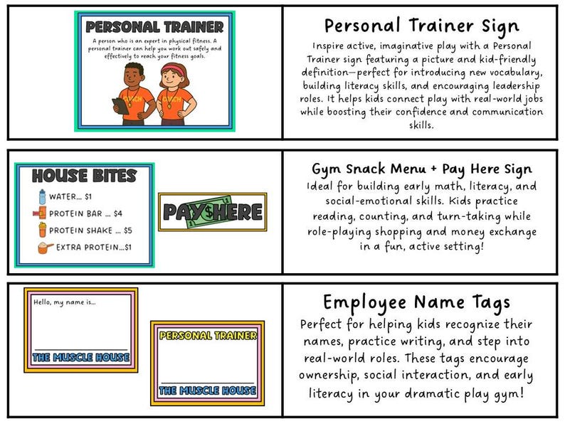 Preschool Gym Dramatic Play Bundle: Pretend PE Center Props - Etsy
