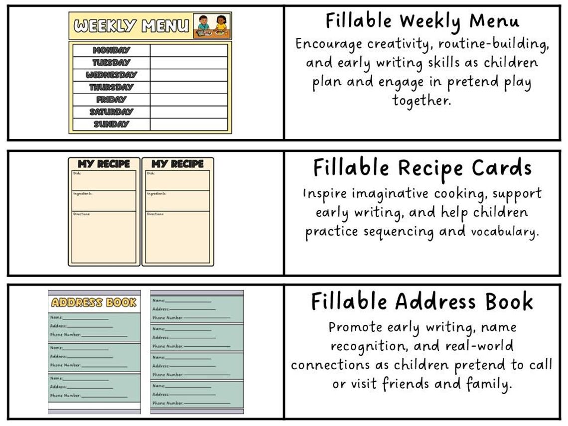 Kitchen Dramatic Play Printable Bundle | Pretend Play Center ...