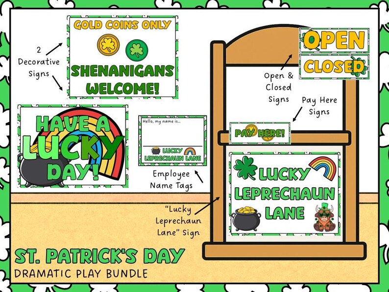 St. Patrick’s Day Dramatic Play Bundle | Leprechaun Pretend Play Store ...