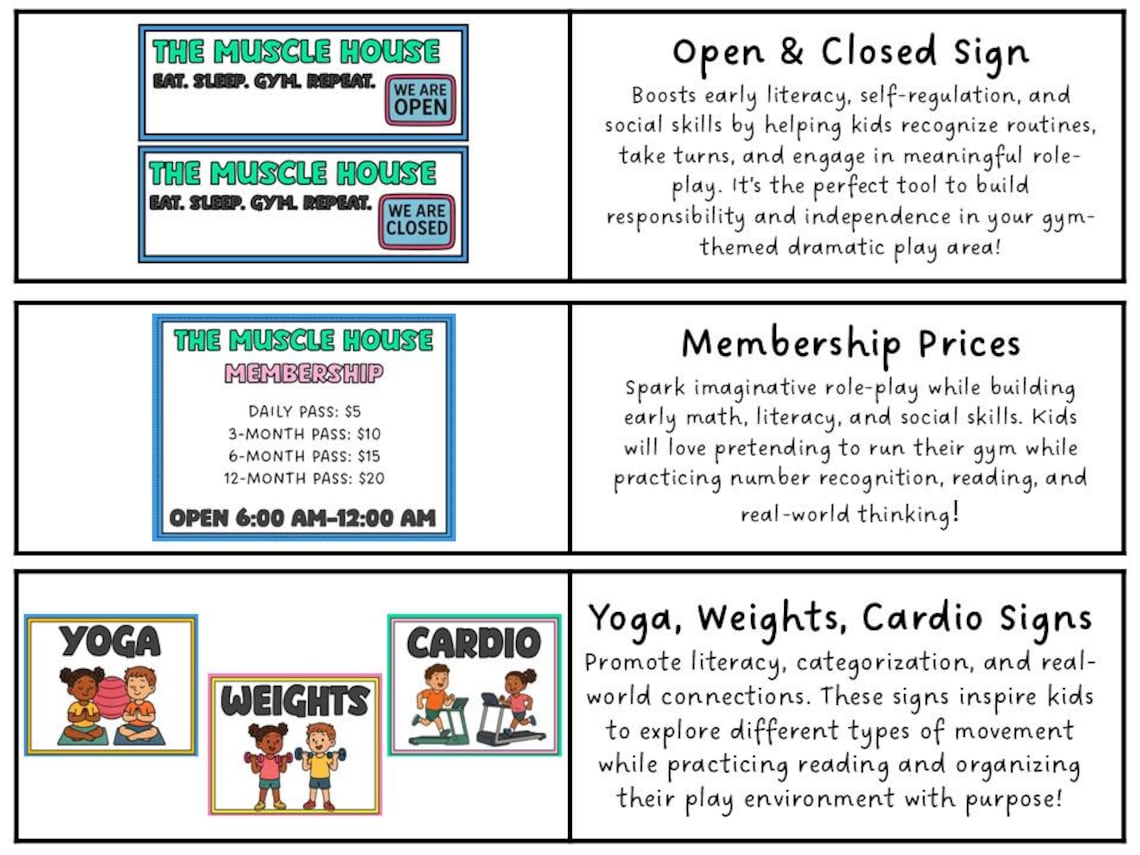 Preschool Gym Dramatic Play Bundle: Pretend PE Center Props - Etsy