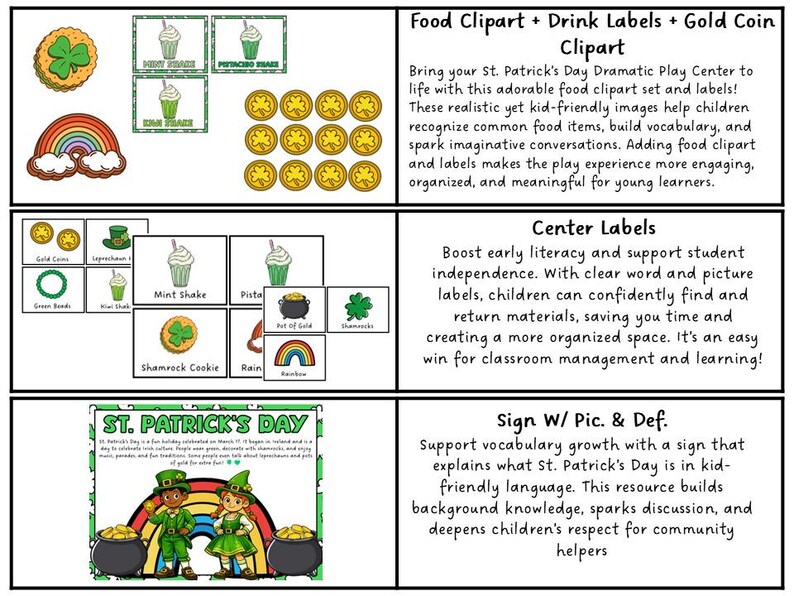 St. Patrick’s Day Dramatic Play Bundle | Leprechaun Pretend Play Store ...