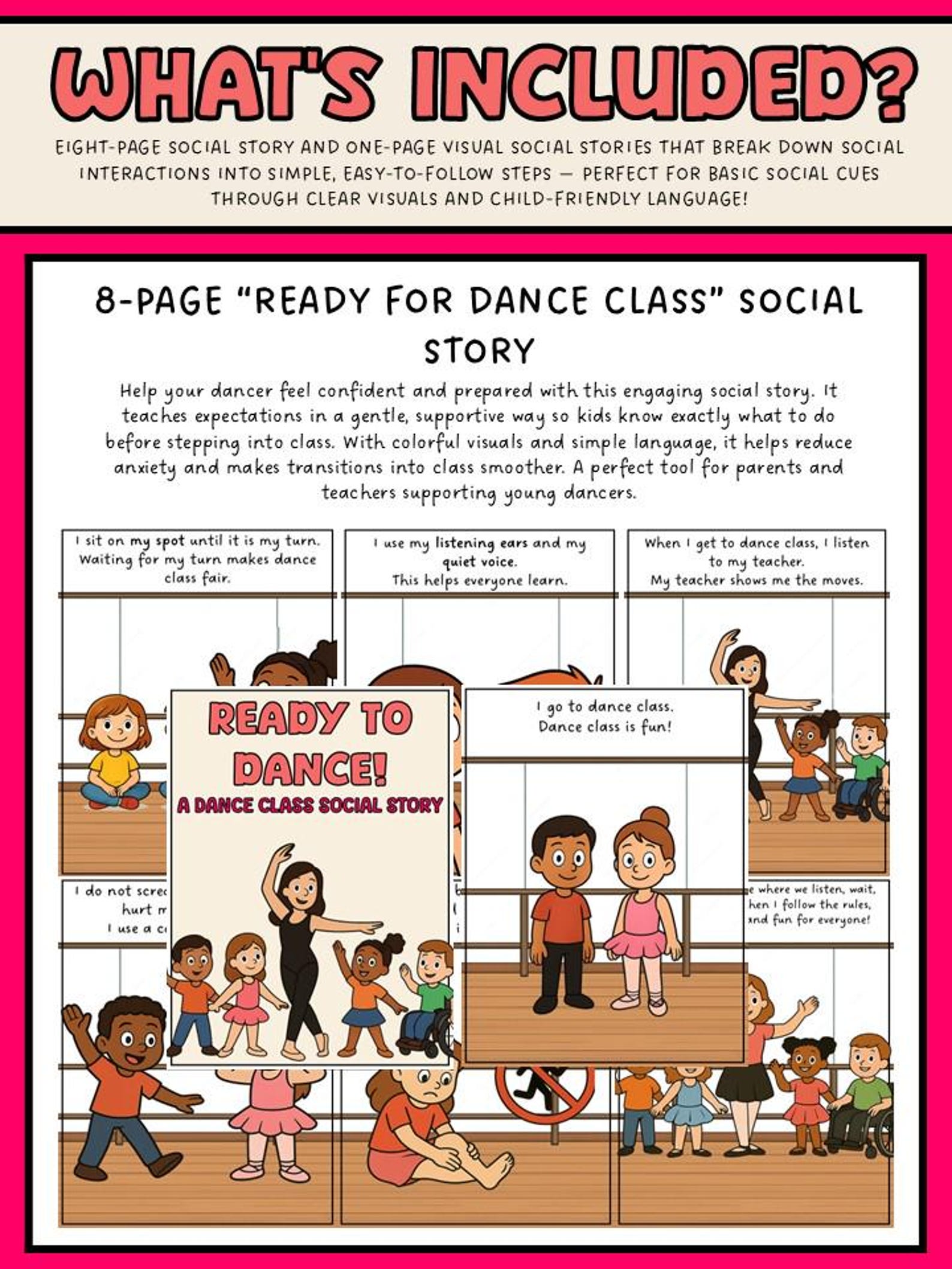Dance Class Social Story Behavior Checklist | Visual Rules ...