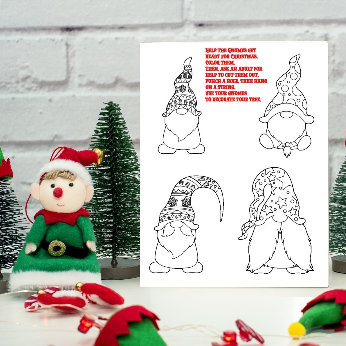 Christmas Gnomes Printable Coloring Page for Kids, Christmas Gnomes ...
