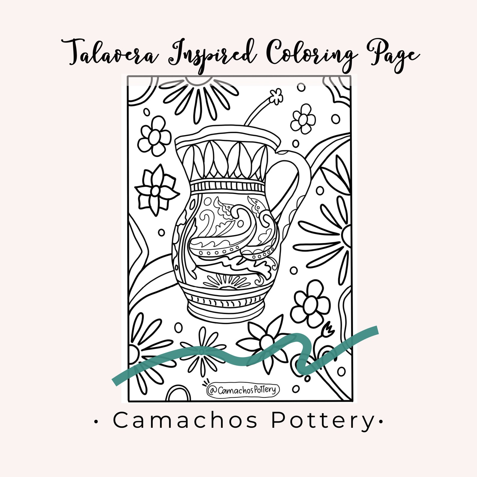 Digital Download Talavera Inspired Coloring Page Fun Indoor Activity No ...