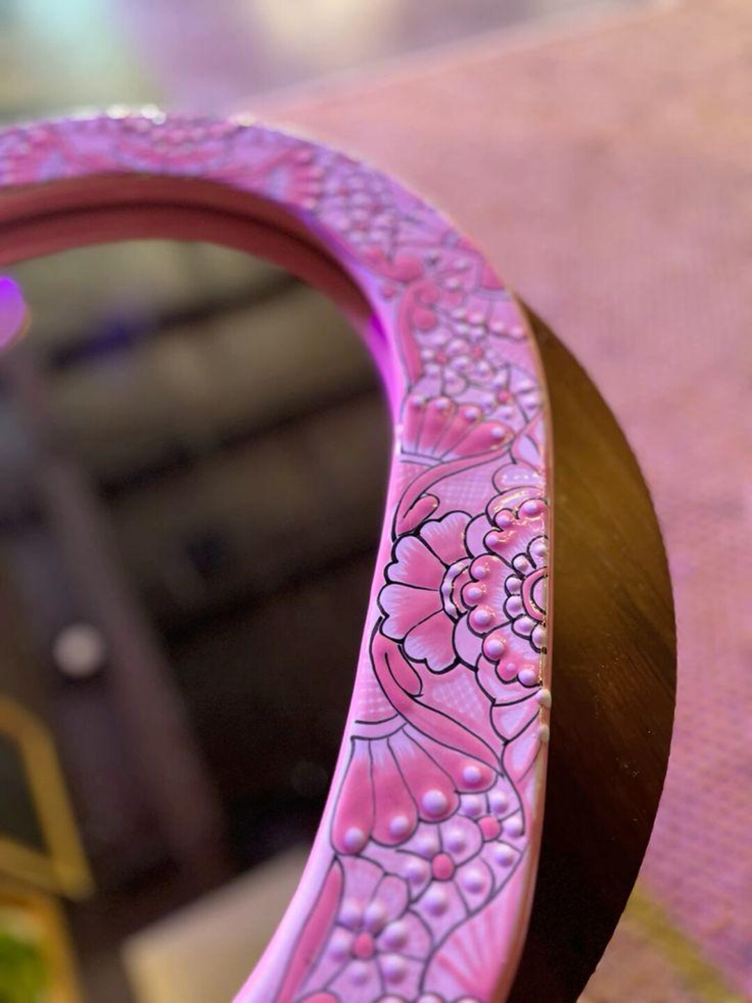 Pink Talavera Mirror//pink Wall Decor, Mexican Pottery, Wall Art, Pink ...
