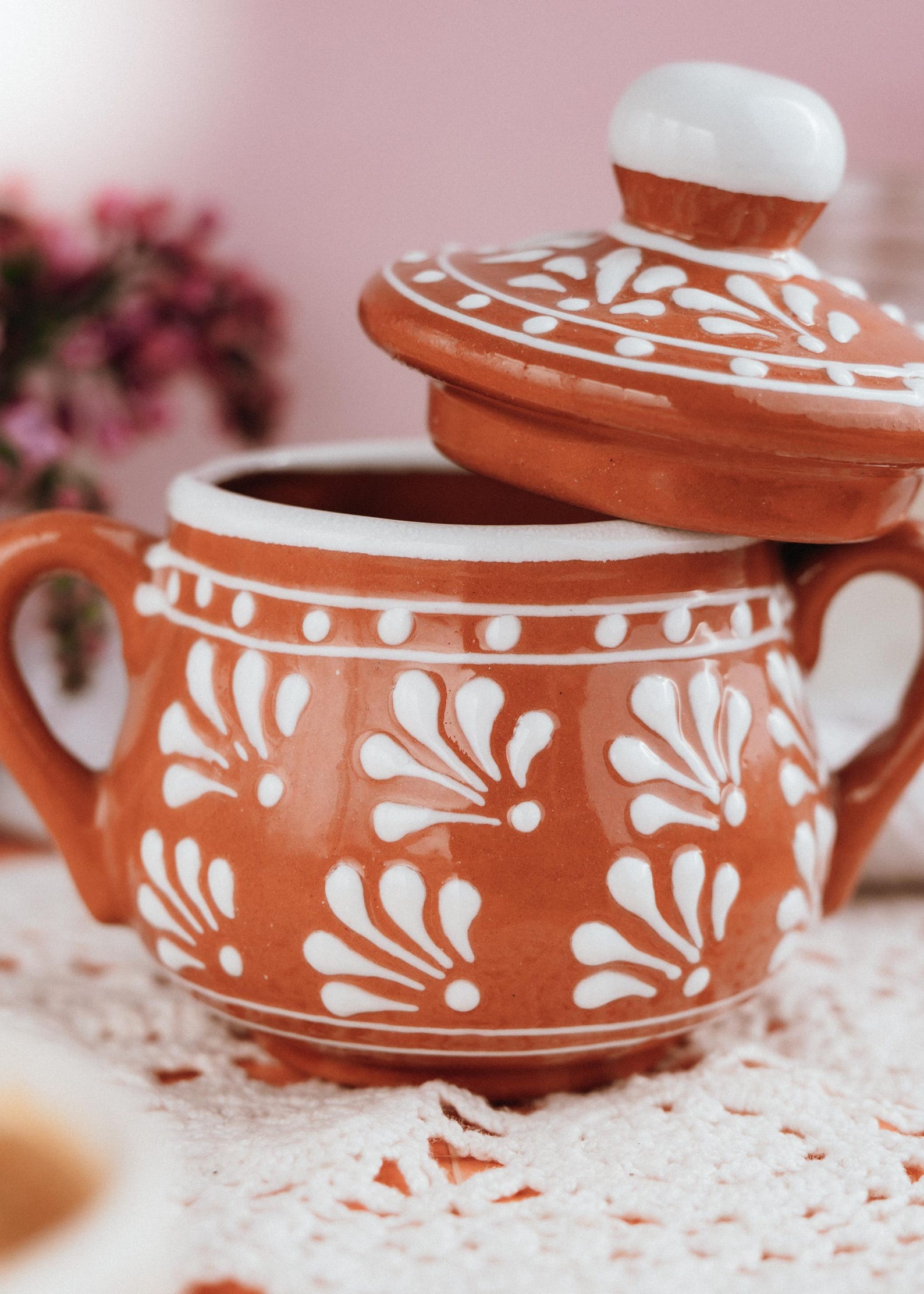 Handmade Mexican Barro Sugar Bowl With Lid Rustic Clay Container ...