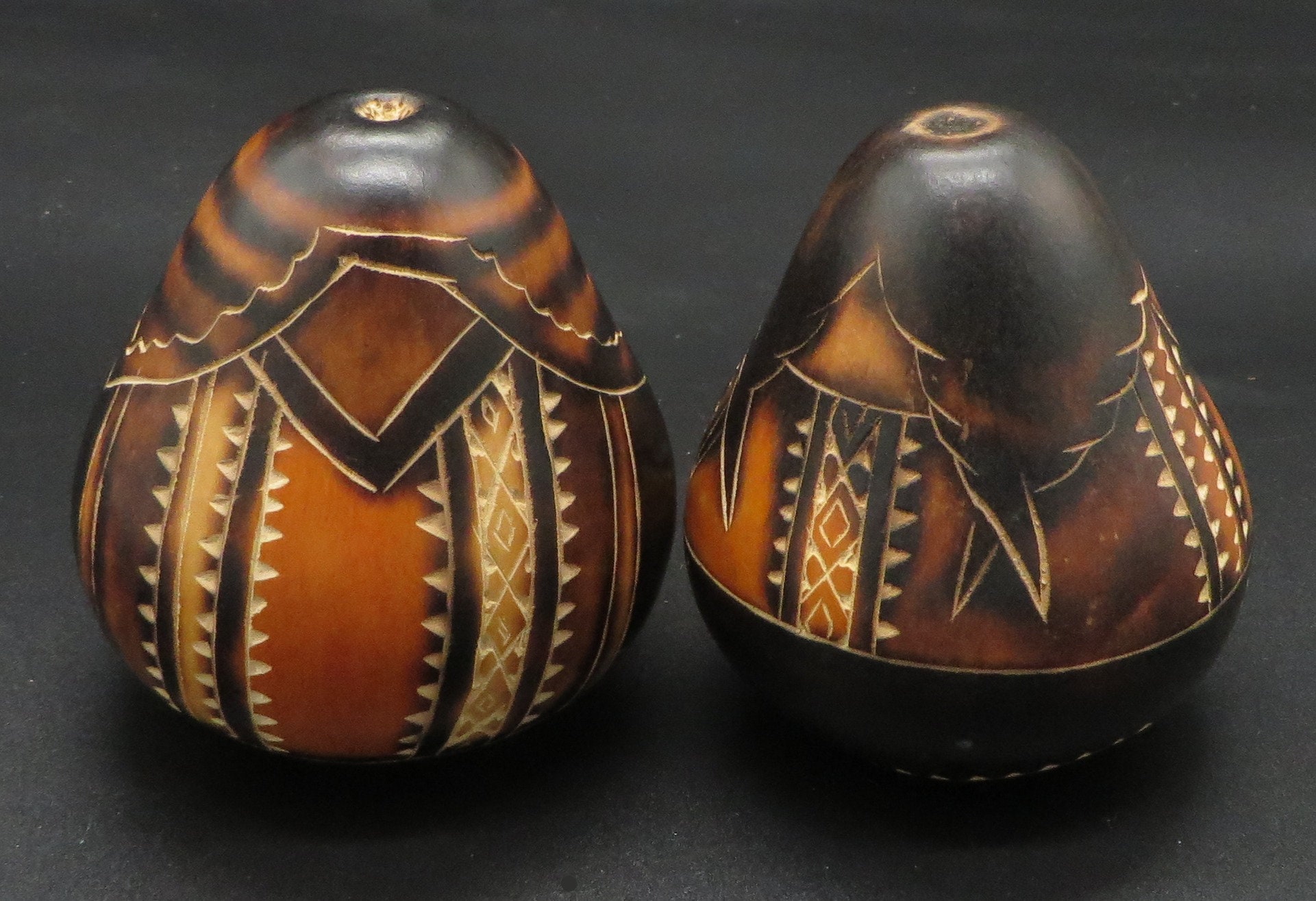 Folk Art Carved Gourds Peruvian Man and Woman Pair Hand Carved Sacred ...