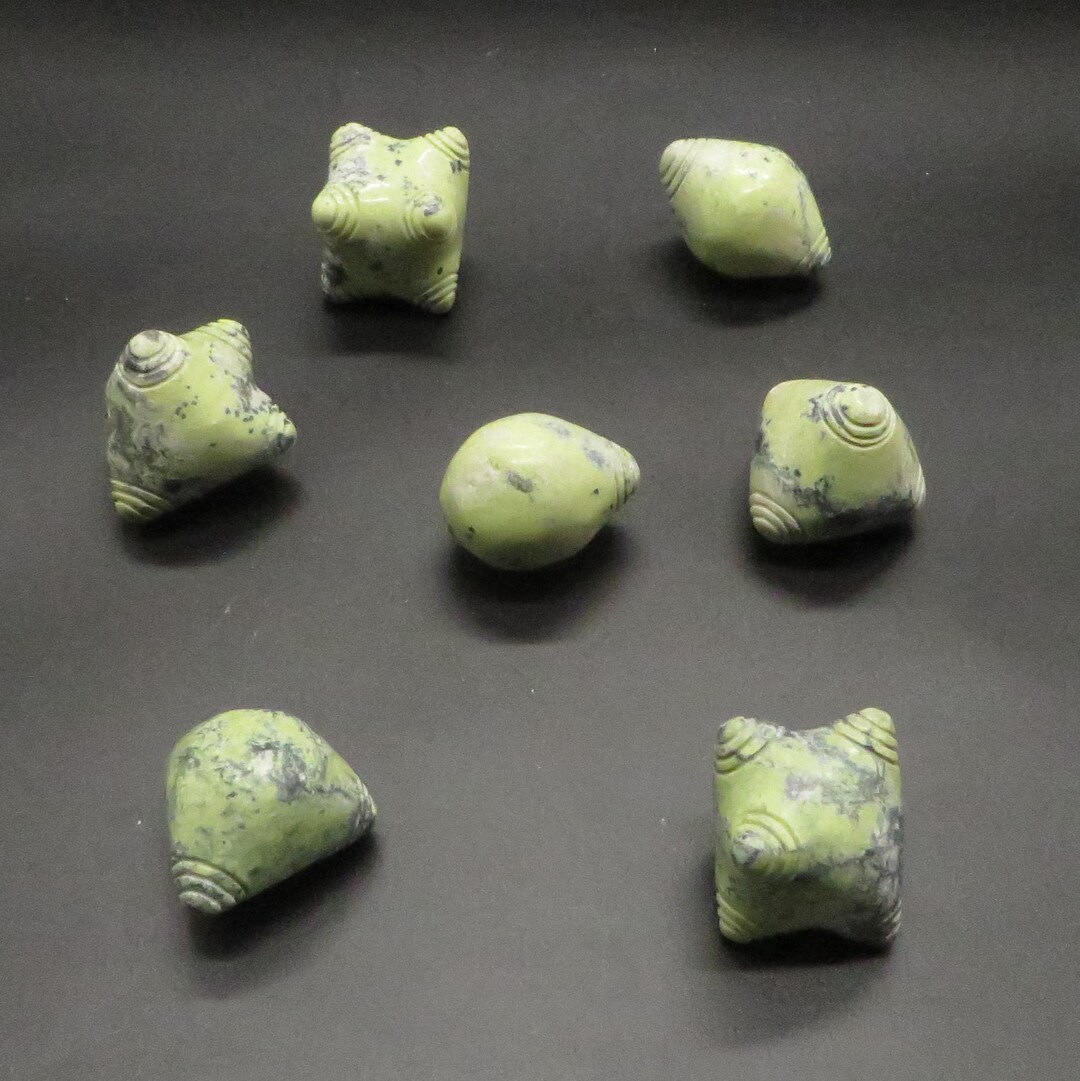 Peruvian Chumpi Khuya Apu Stones Set of 7 Green Serpentine Stone Hand ...