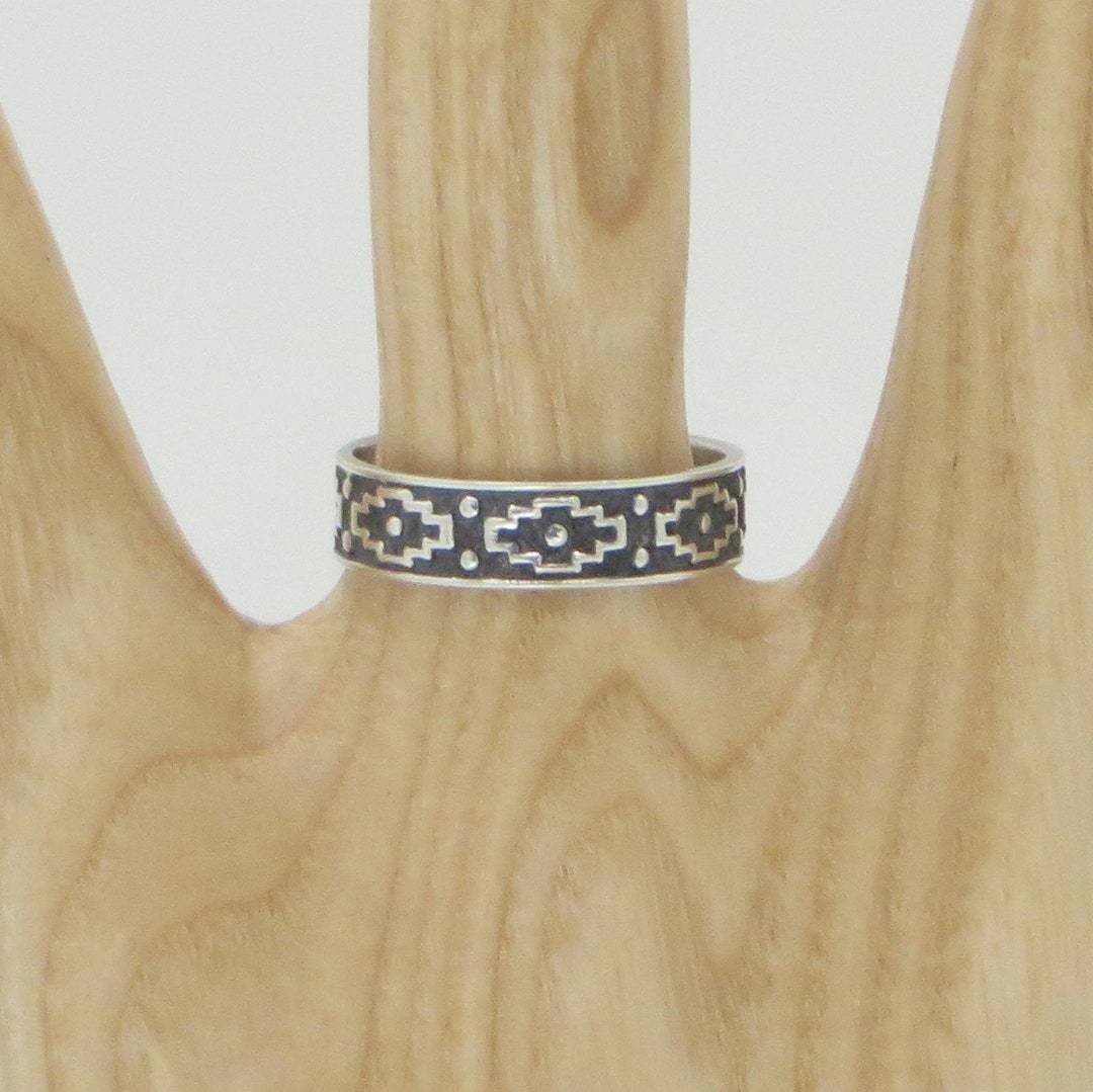 Incan Patterns Chakana Ring Size 8 Peru 950 Silver Sacred Valley - Etsy
