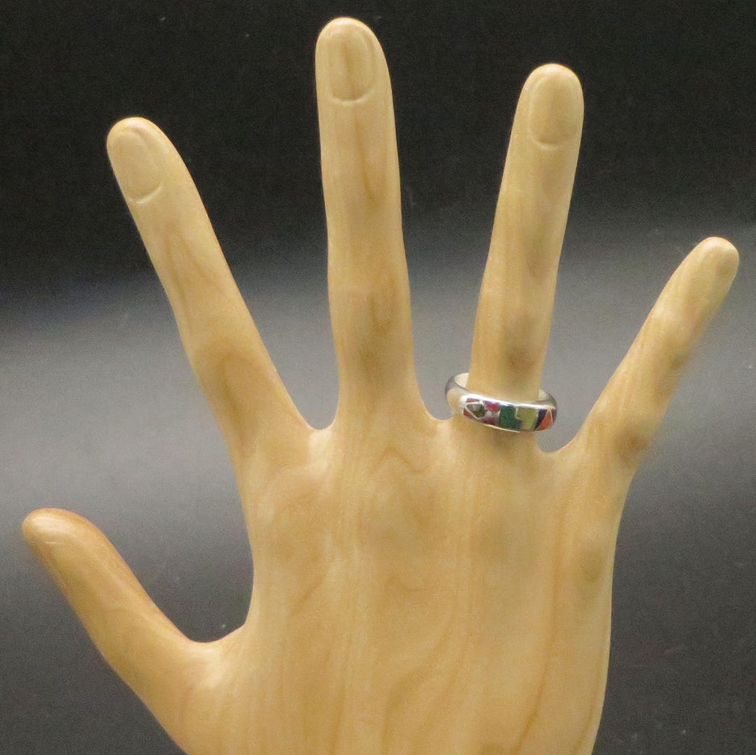 Inca Calendar Ring Size 8 Sacred Valley Peru 950 Silver and Stone Inlay ...