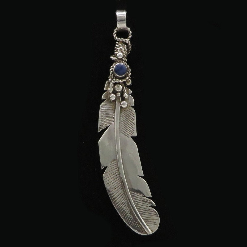Feather Pendant Seven Chakras Peru Silver With Stone Inlay Sacred ...