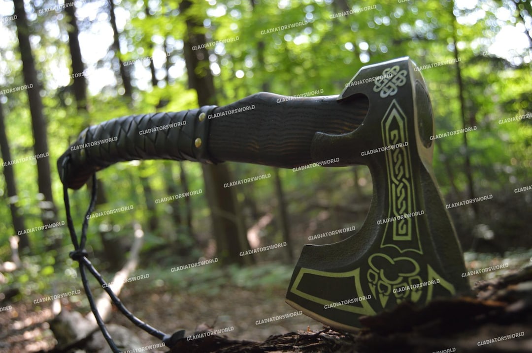 Rustic Viking Axe Wall Décor | Hand-forged Carbon Steel Bearded Axe ...
