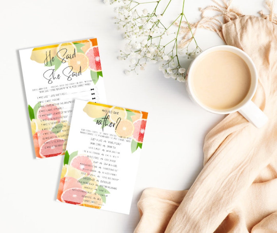 Citrus Bridal Shower Games, 20 Printable Activities (PDF) - Etsy