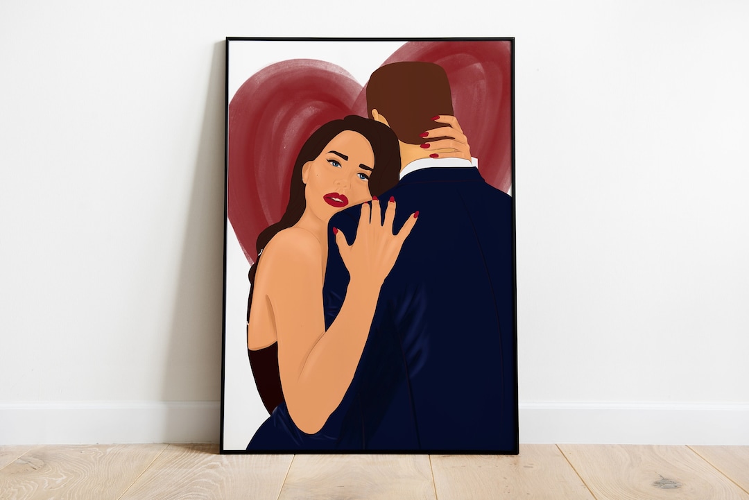 Love Couple Poster Love Poster Valentines Couple Heart Gift for Her ...