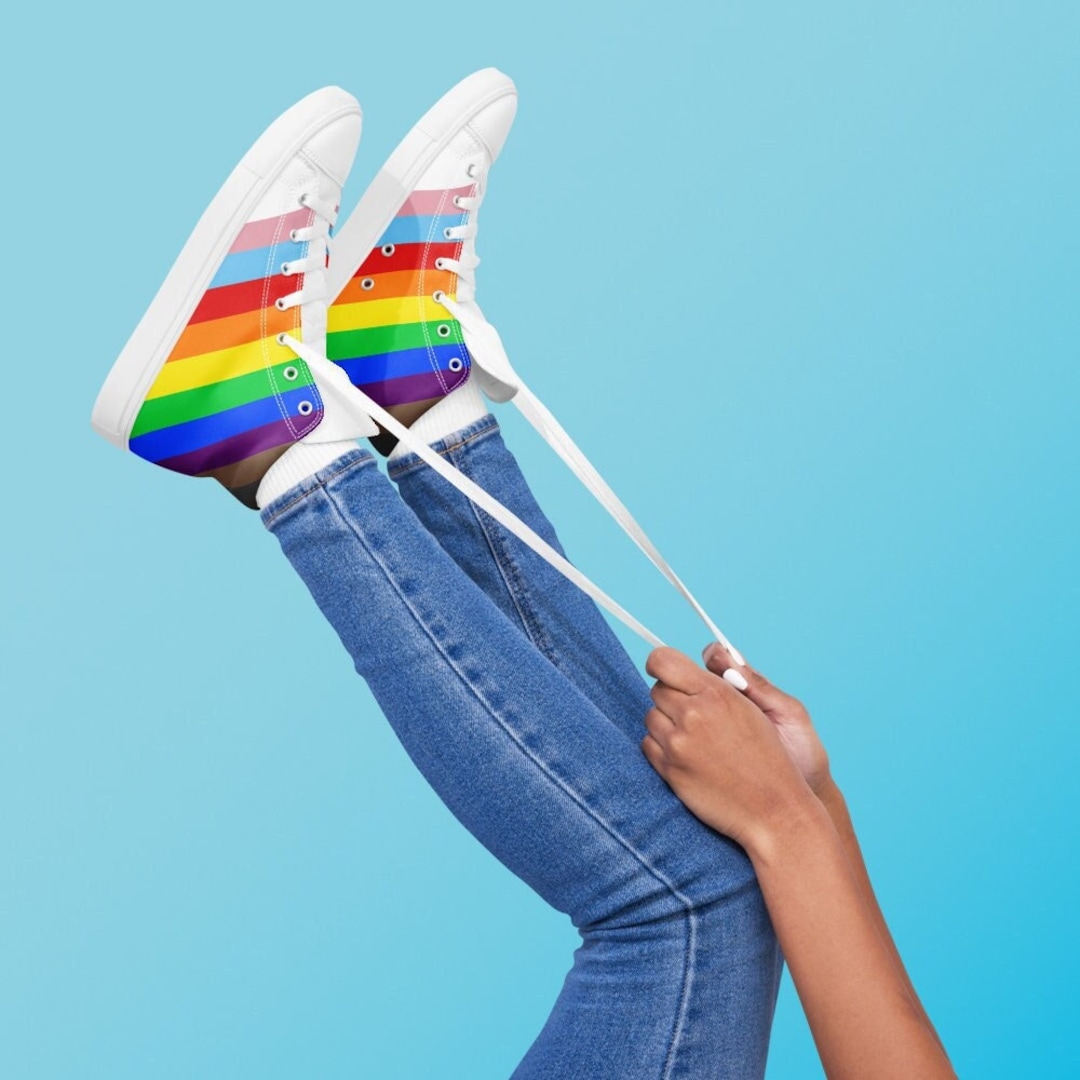 Rainbow High Top Canvas Shoes Subtle Lgbtq Pride Count Lgbt - Etsy