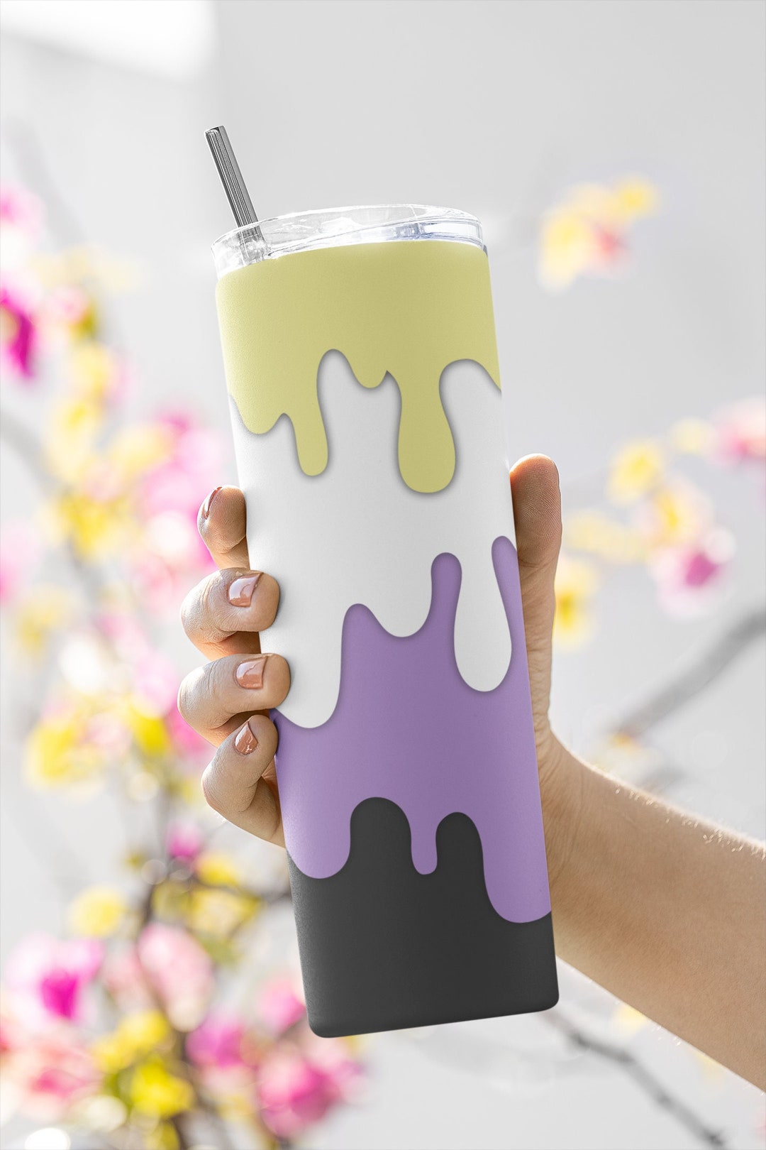 Nonbinary Flag Drip Stainless Steel Tumbler Non Binary Gift for Pride ...