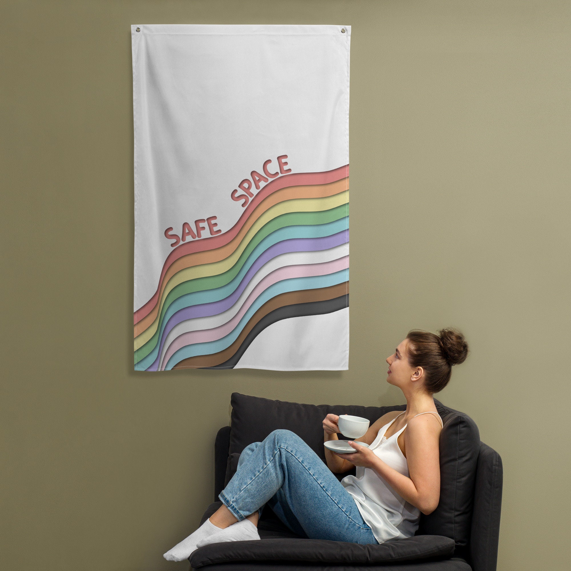 Safe Space Poster Wall Art Subtle Gift for LGBTQ Gay Lesbian Bi ...