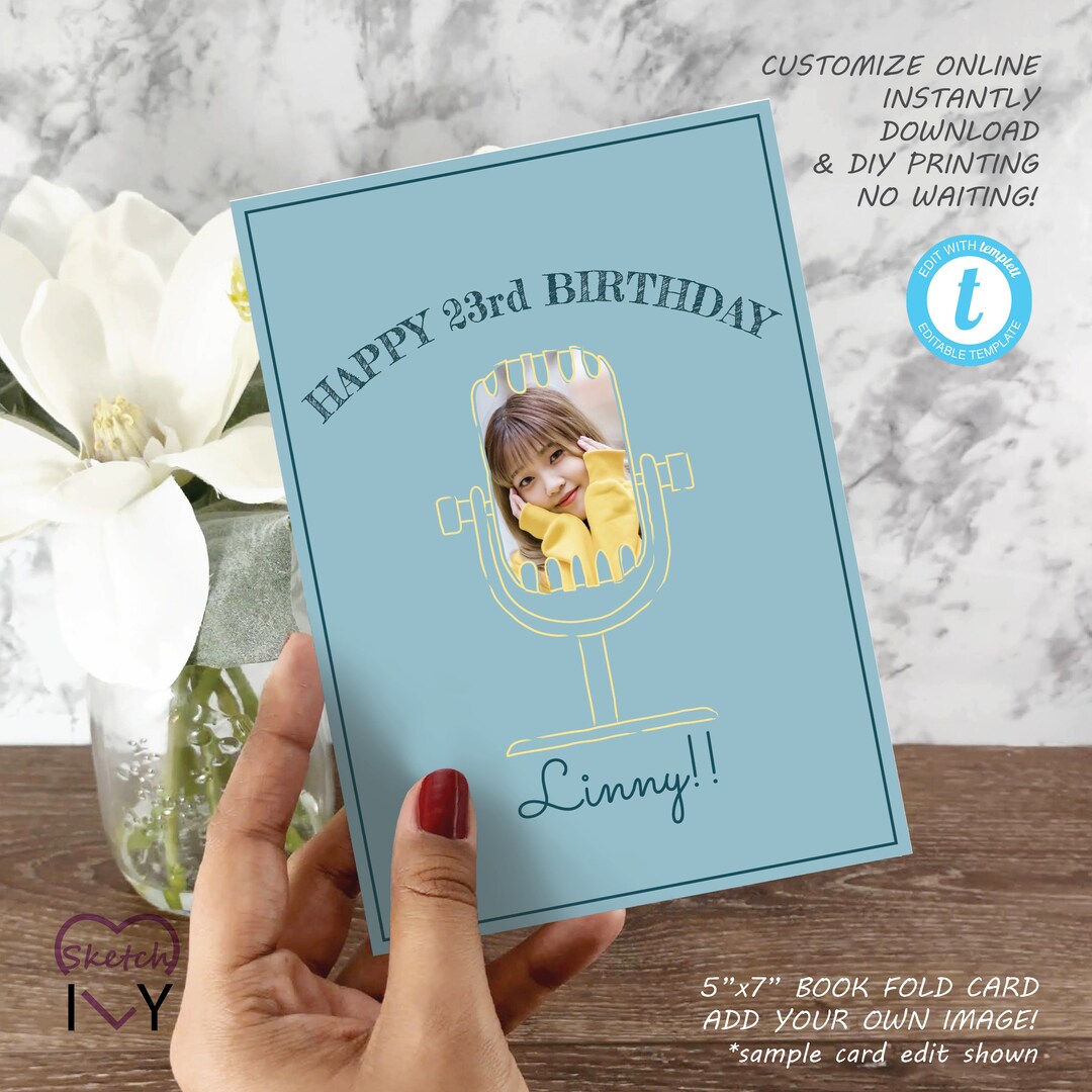 Music Mic Singer - Customizable Digital Template - Greeting Card ...