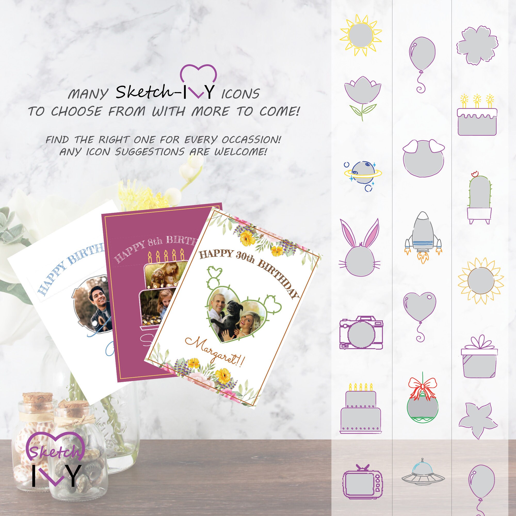 Cactus Heart Nature S01C - Customizable Digital Card Template ...