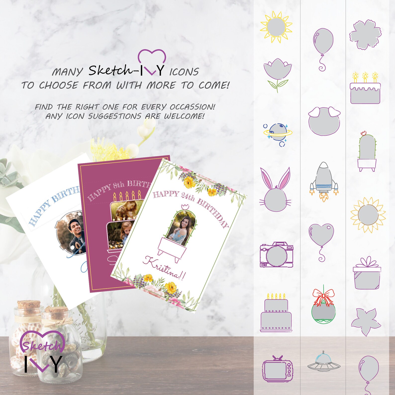 Cactus Dome Nature S01C - Customizable Digital Card Template - Birthday ...