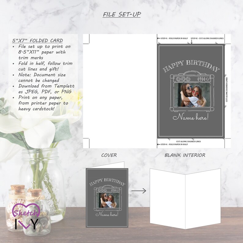 Music Amplifier Customizable Digital Template Greeting Card ...