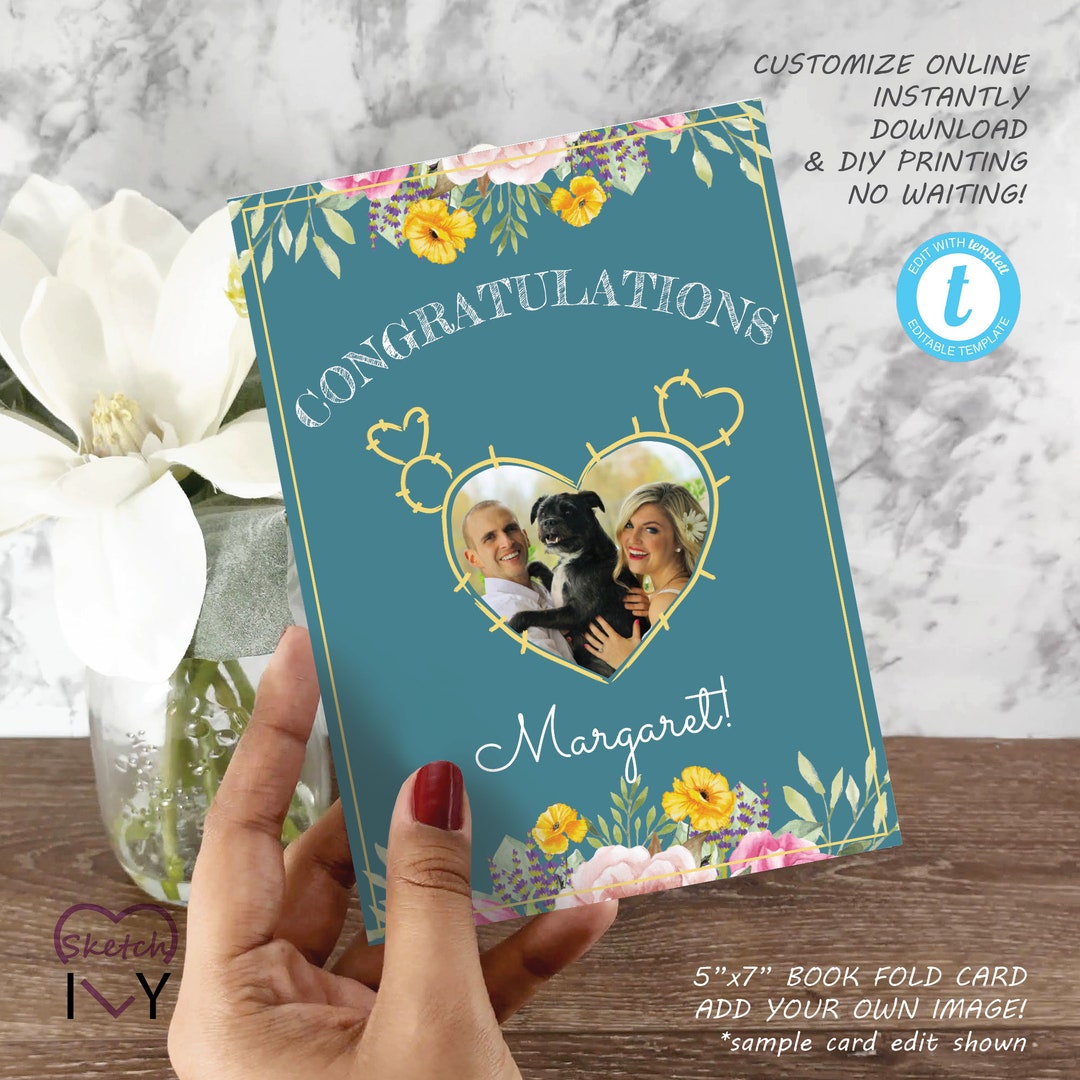 Cactus Heart Nature S01C - Customizable Digital Card Template ...