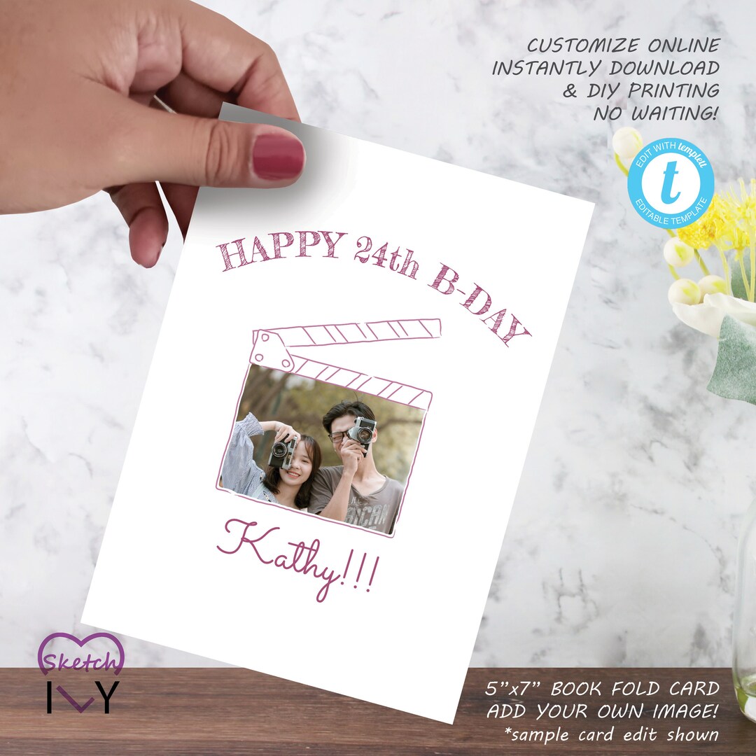 Film Clapper Customizable Digital Template Greeting Card: Personalize ...