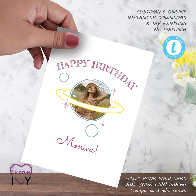 Outer Space Planet - Customizable Digital Card Template - Greeting Card ...