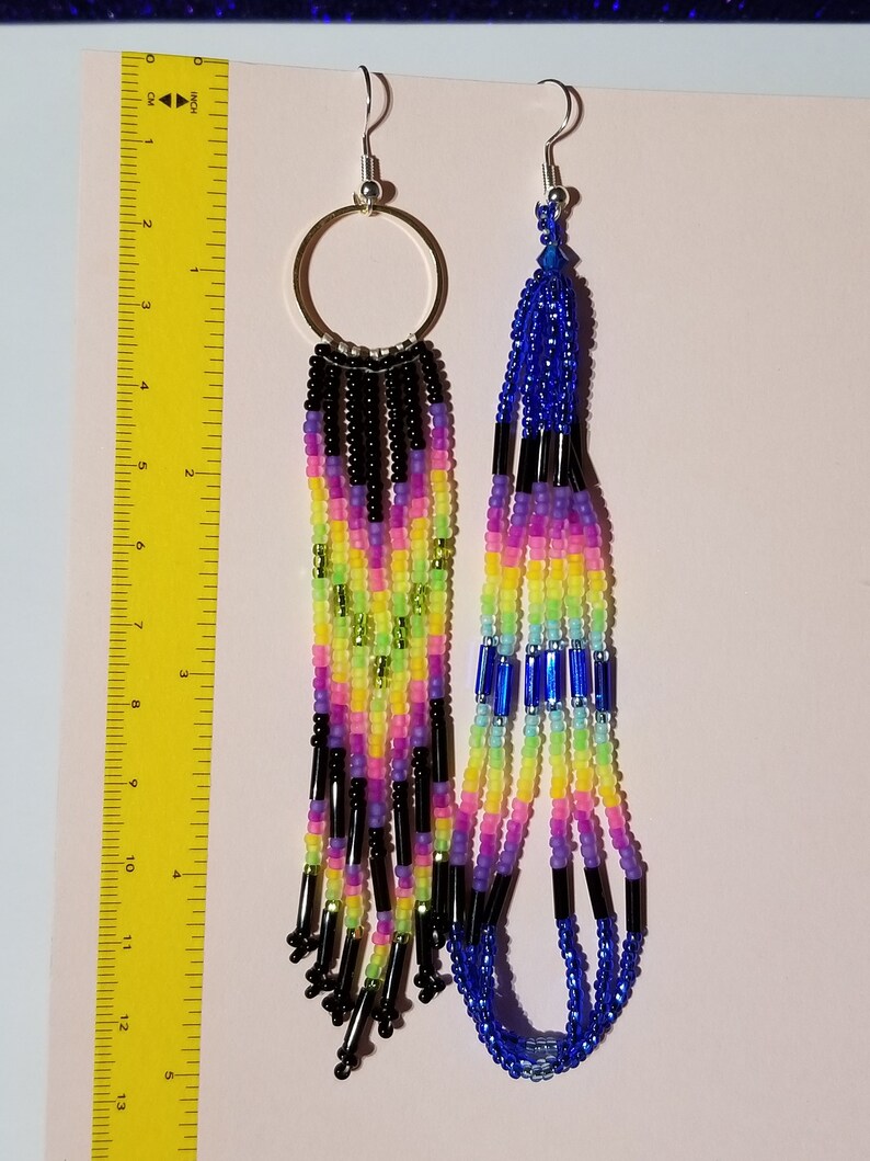 Matte Neon Ombre Native American Beaded Handwoven Jewelry, Indigenous ...