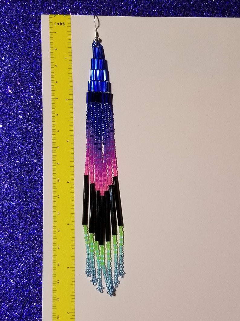 Matte Neon Ombre Native American Beaded Handwoven Jewelry, Indigenous ...