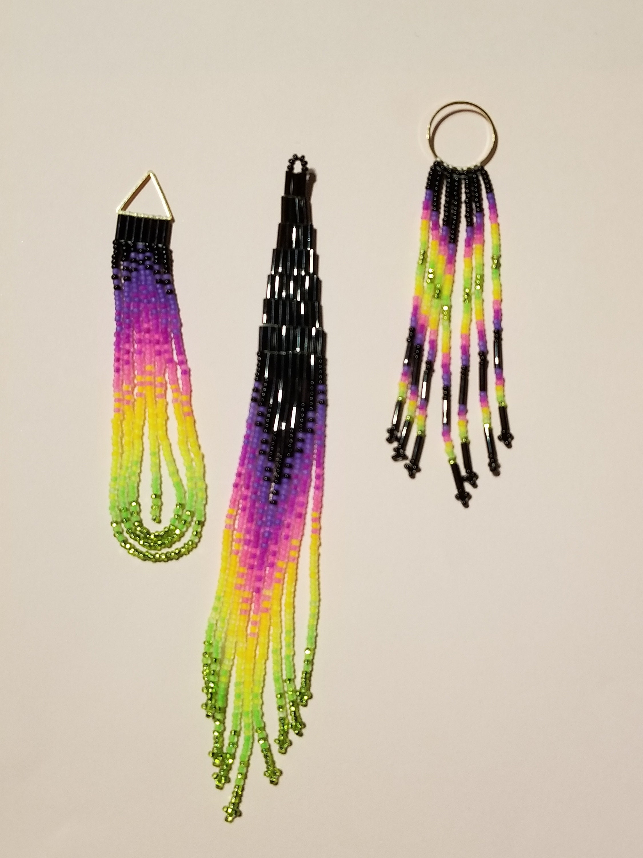 Matte Neon Ombre Native American Beaded Handwoven Jewelry, Indigenous ...