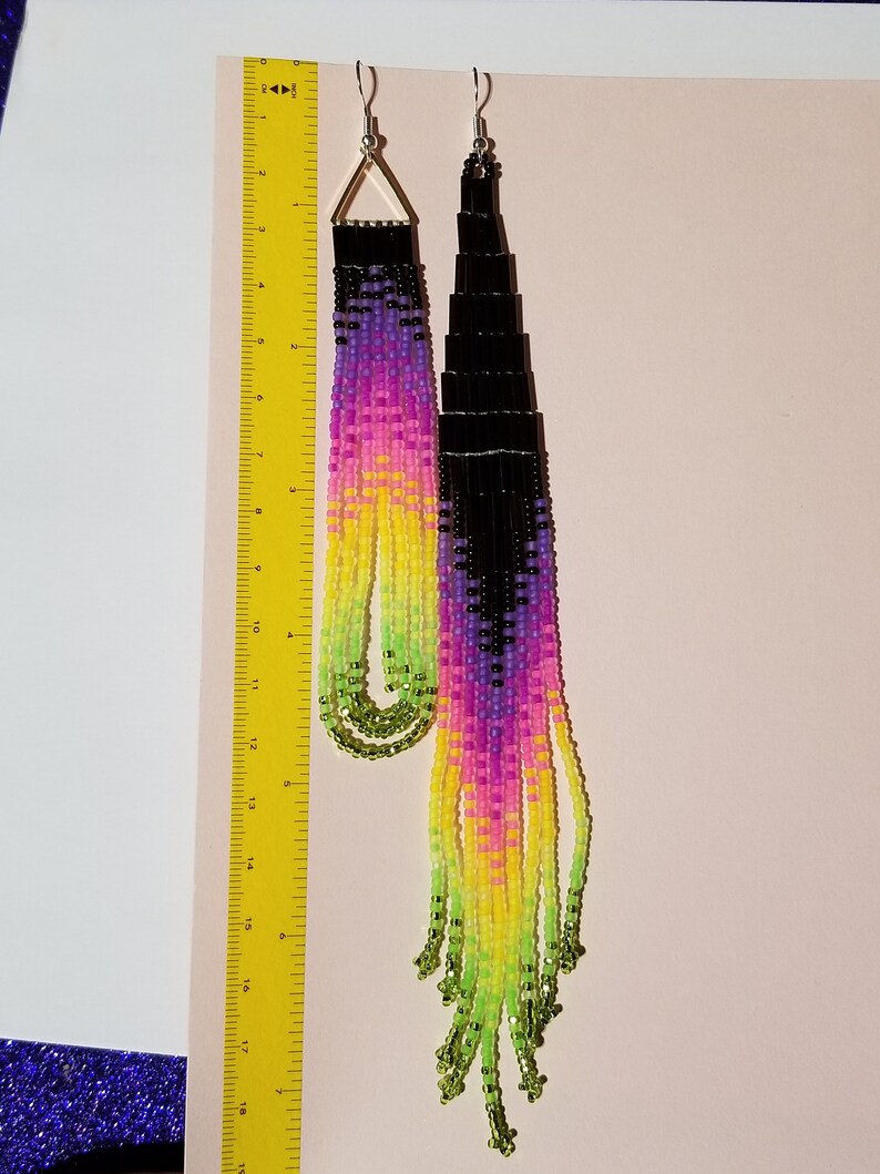 Matte Neon Ombre Native American Beaded Handwoven Jewelry, Indigenous ...