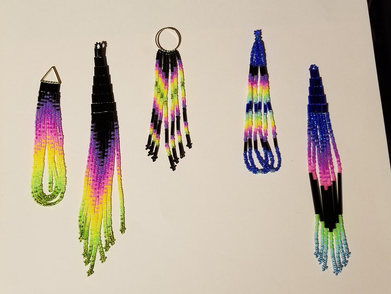 Matte Neon Ombre Native American Beaded Handwoven Jewelry, Indigenous ...