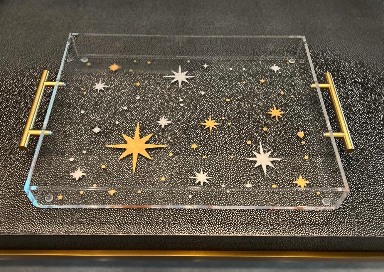 Hand Painted Christmas Xmas Sparkle Plexi Glass Acrylic Tray - Etsy